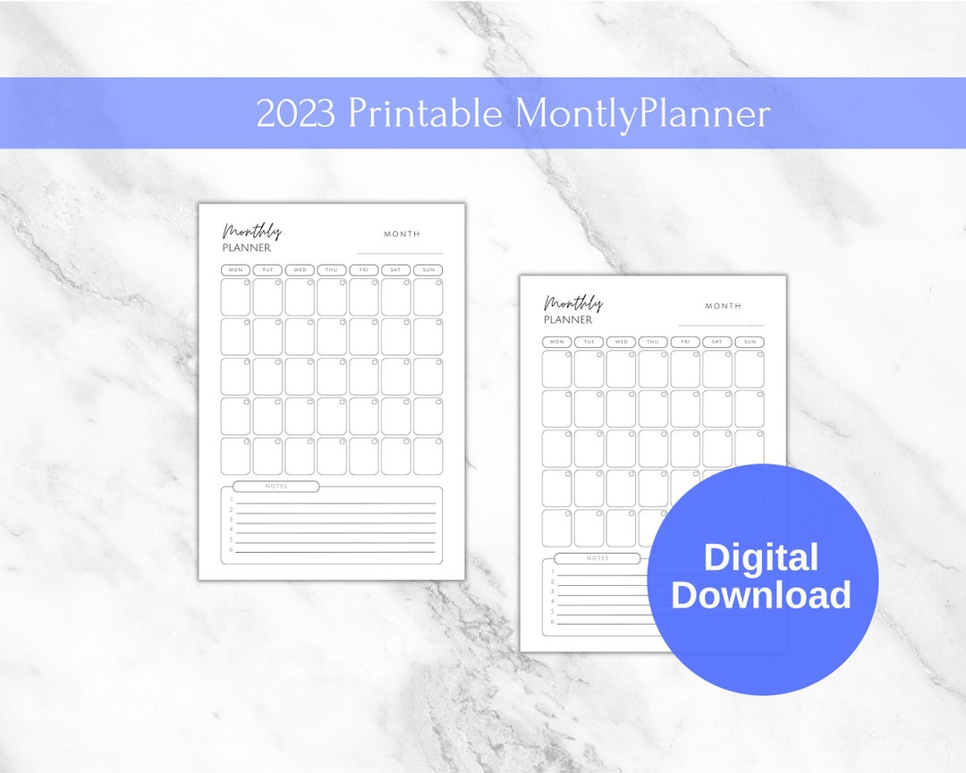 Monthly Planner Printable, Digital Montly Planner, Planner to Print. - Etsy