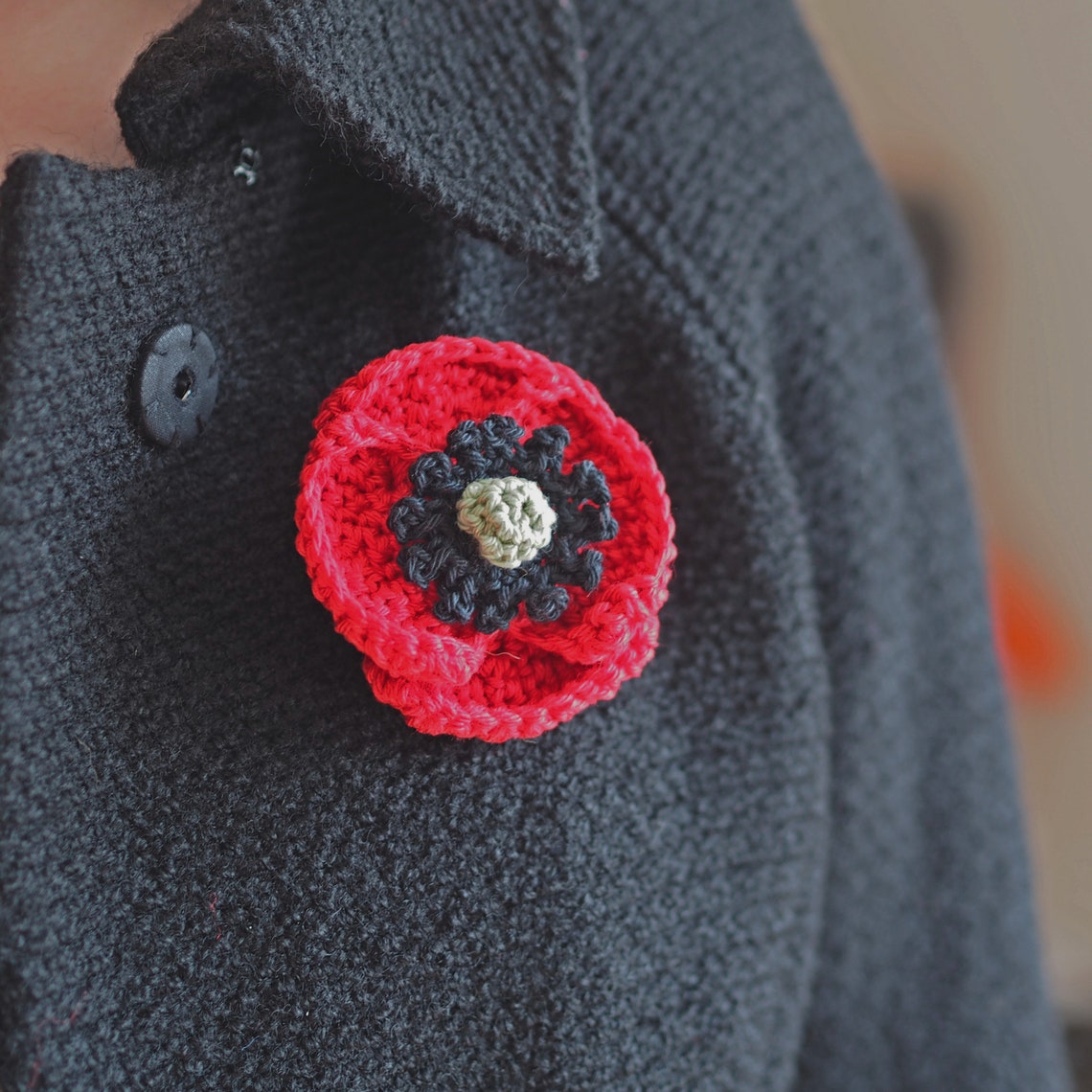 Crochet Poppy Brooch - Pin - Decoration - PDF Pattern - UK & US Terms ...