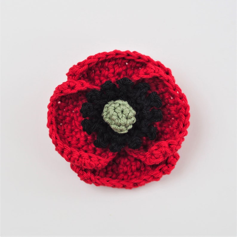 Crochet Poppy Brooch - Pin - Decoration - PDF Pattern - UK & US Terms ...