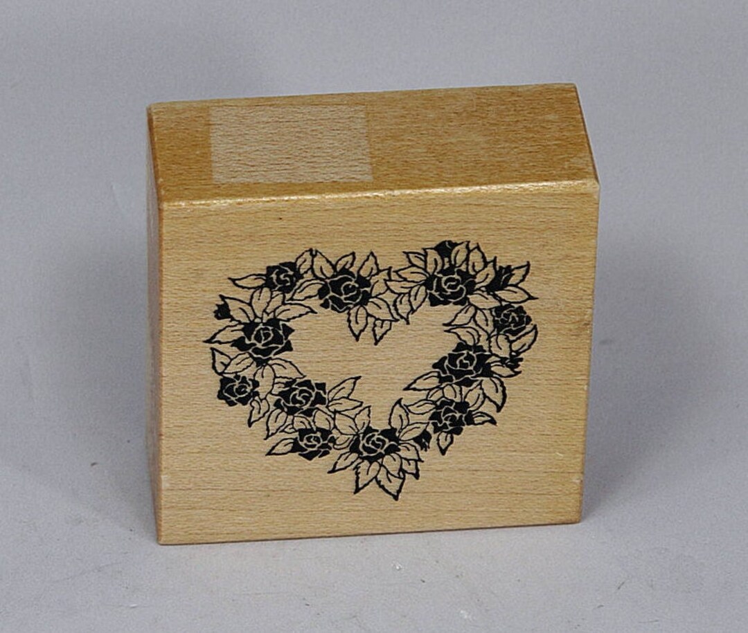 DIY Vintage PSX E-554 Rose Heart Wreath, UNUSED Rubber Stamp Floral ...