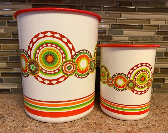 Vintage Tupperware Mexico Bicentennial Canisters One Touch Fiesta Mod ...