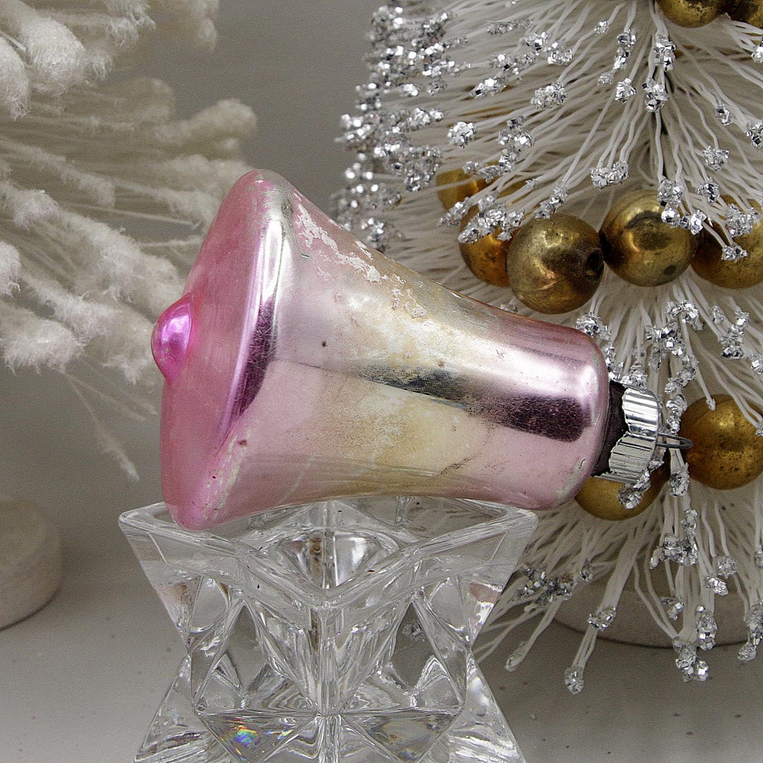 Vintage Shiny Brite Pink Clap High Bell Ombre Striped Christmas ...