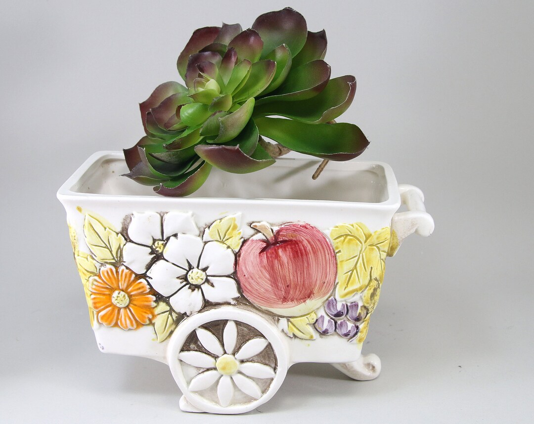 Vintage Lefton Flower Cart Planter, Easter Spring Table, Mid Century ...