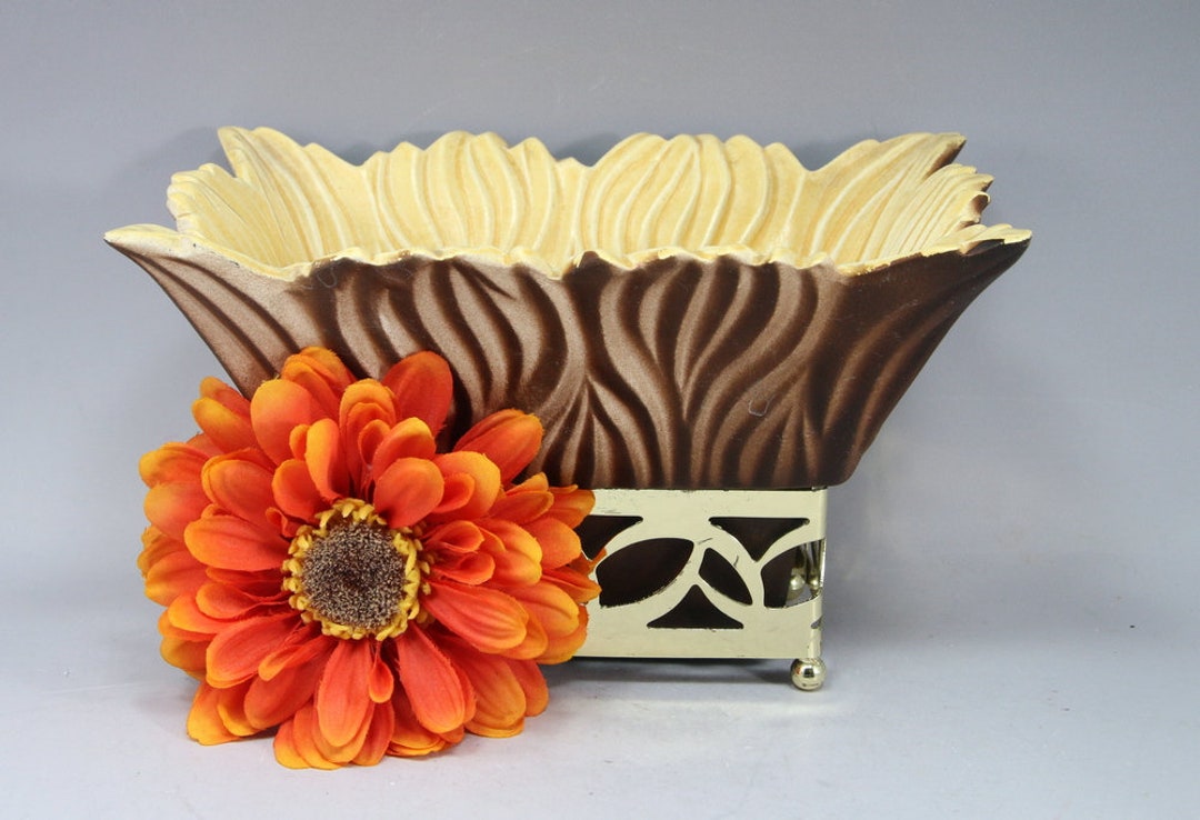 Vintage MCM Miramar Brass Filigree Planter Succulent Mid Century Modern ...