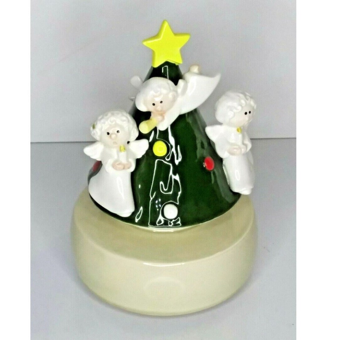 Vintage Revolving Otagiri Silent Night Angels Dove Star on a Christmas ...