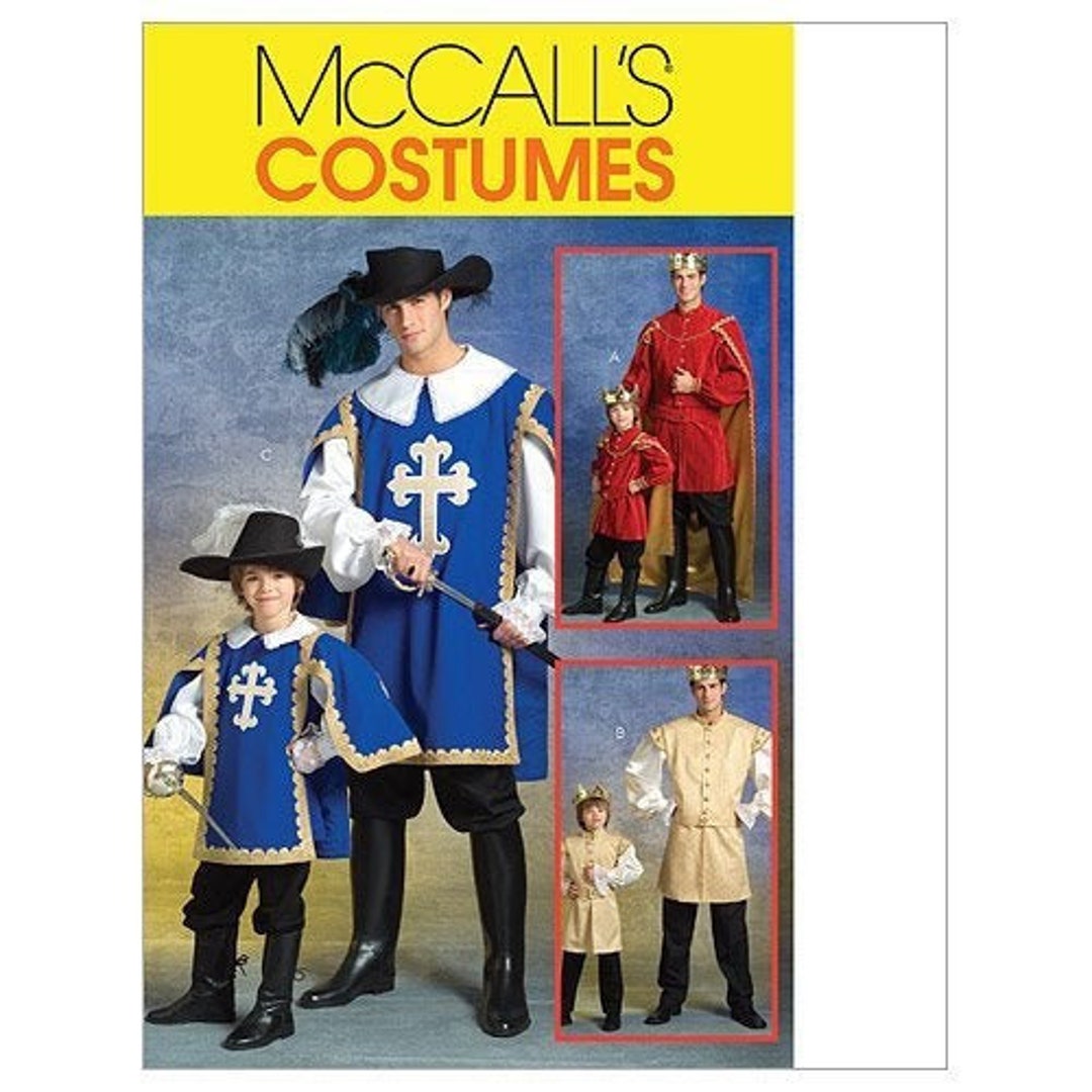 UNCUT Sm - XL Mens Three 3 Musketeers Renaissance Medieval Halloween ...