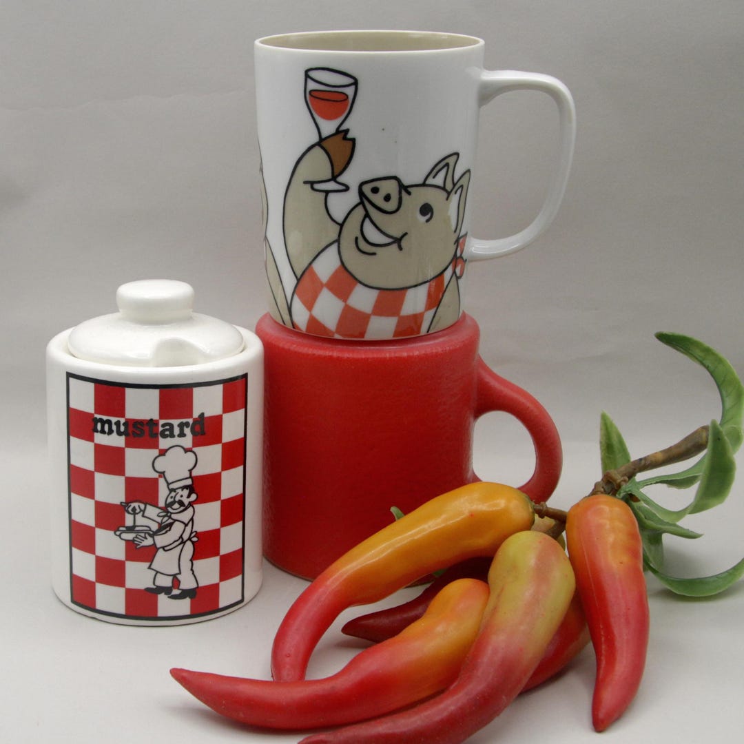 Vintage Fitz and Floyd BBQ Pigs FF Japan Variations Cup, Hazel Atlas ...