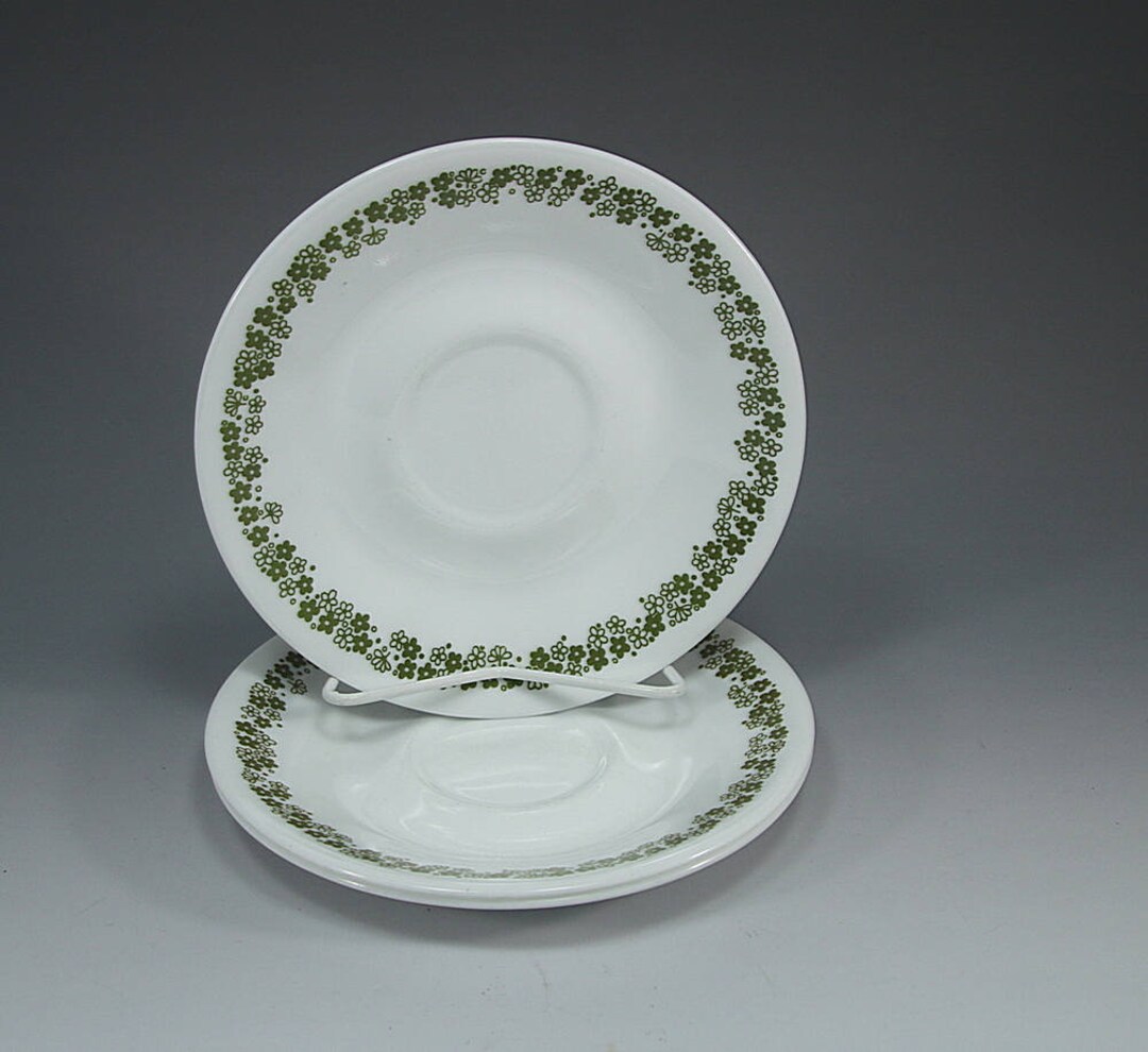 4 Vintage Saucers Spring Blossom Green, Corelle, Crazy Daisy - Etsy