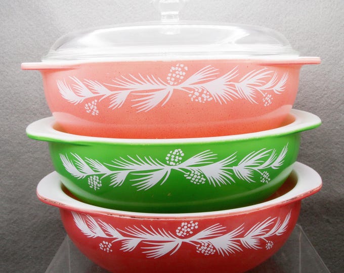 Vintage ALTERED Pyrex 024 Pinecones, UPCYCLED With DECALS Holiday ...