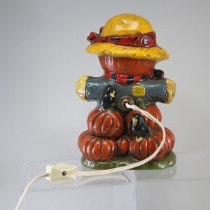 Vintage Halloween Jack O Lantern Scarecrow Lamp Thanksgiving Lighted ...