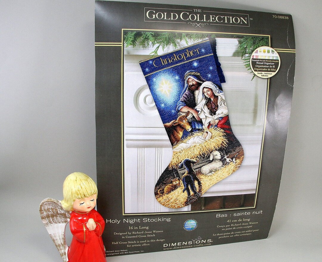 DIY Vintage Counted Cross Stitch Wool Kit Holy Night Nativity Christmas ...