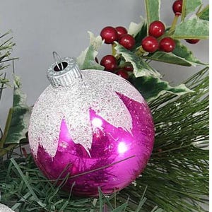 Vintage Shiny Brite Pink Mica Snow Cap Christmas Tree Ornament, 2.5 ...