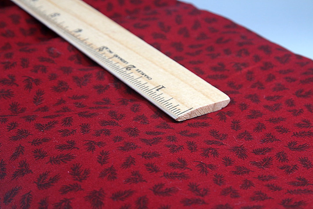 DIY Red Cotton Fabric Maroon Quilt Back Christmas, Red, Sprigs, Leaves ...