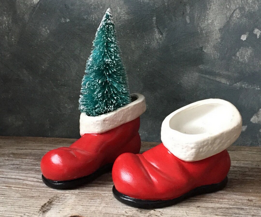 2 Vintage Hand Painted Mini Christmas Santa Boot 1980s - Etsy
