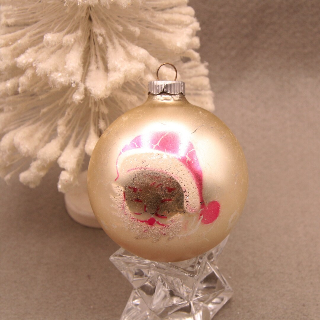 Unusual Vintage Shiny Brite Santa Stenciled WEST GERMANY Mica Large ...