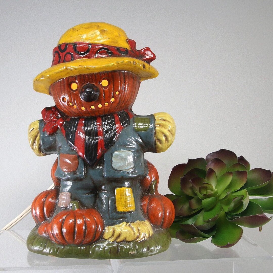 Vintage Halloween Lighted Jack O Lantern Lamp, Hand Painted 1976 ...