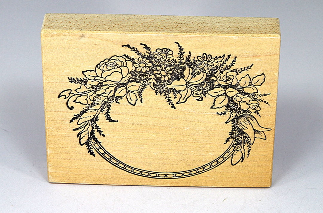 DIY PSX Floral Frame Rubber Stamp Roses, Lilies, Tulips, Ivy, K-413 ...