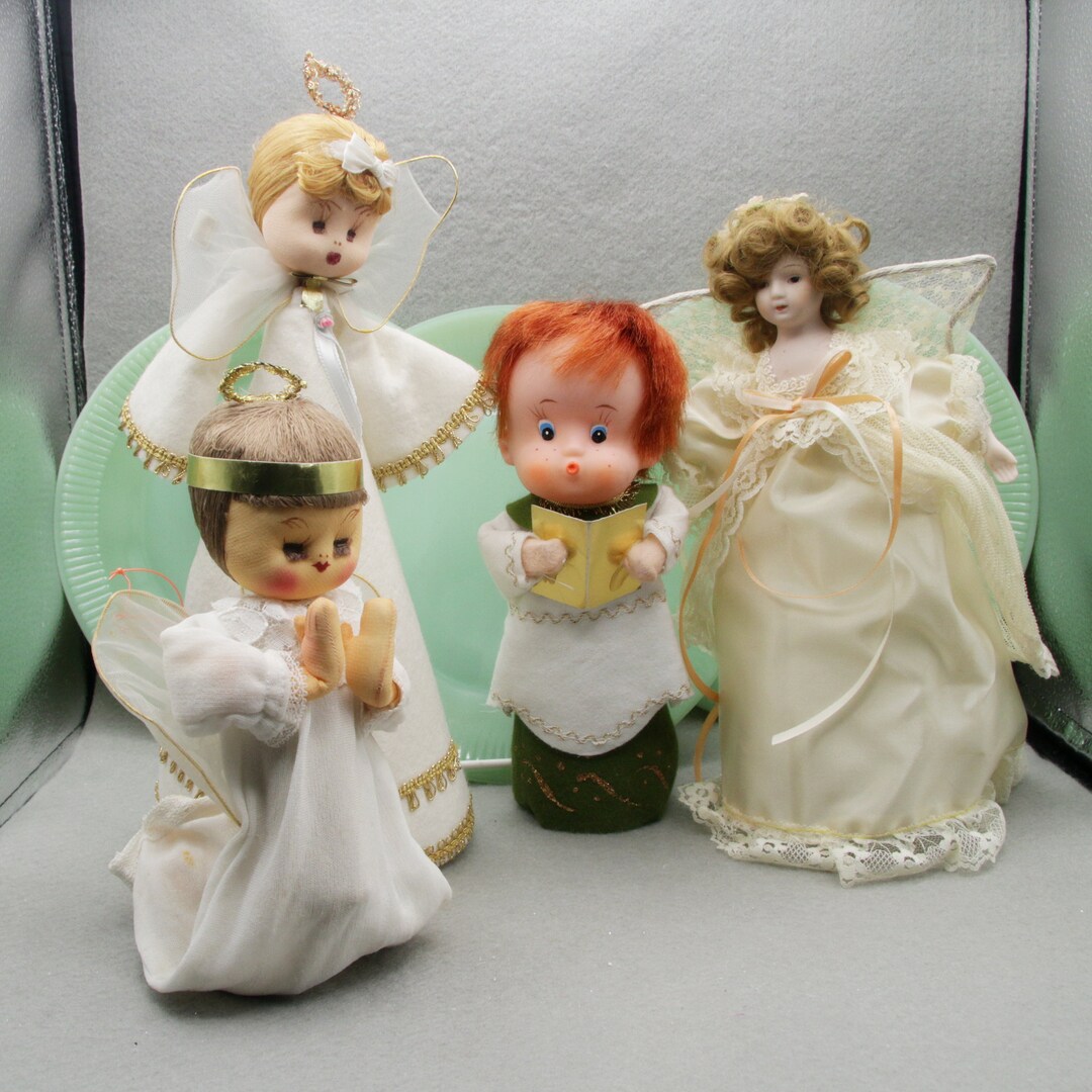 Vintage Angel Christmas Tree Toppers, Blonde Brunette Ginger Red Head ...