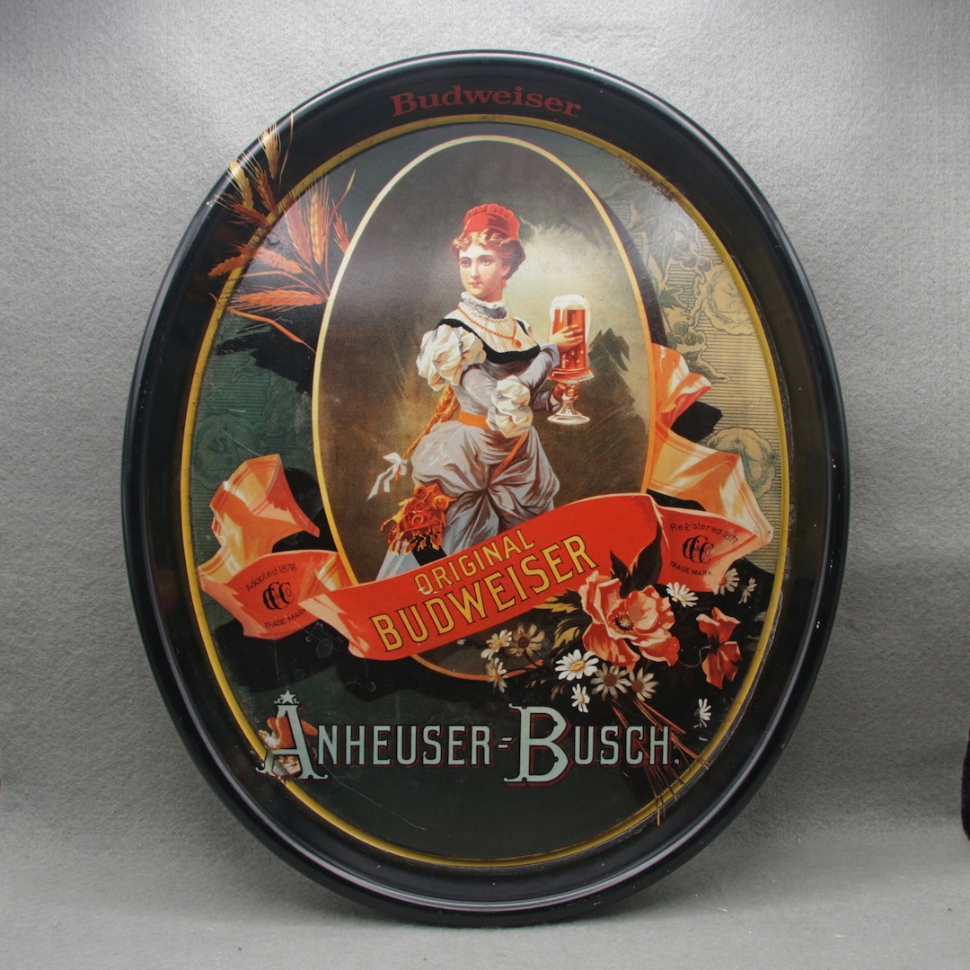 Vintage Original Budweiser German Barmaid Metal Tray Fathers Day Gift ...