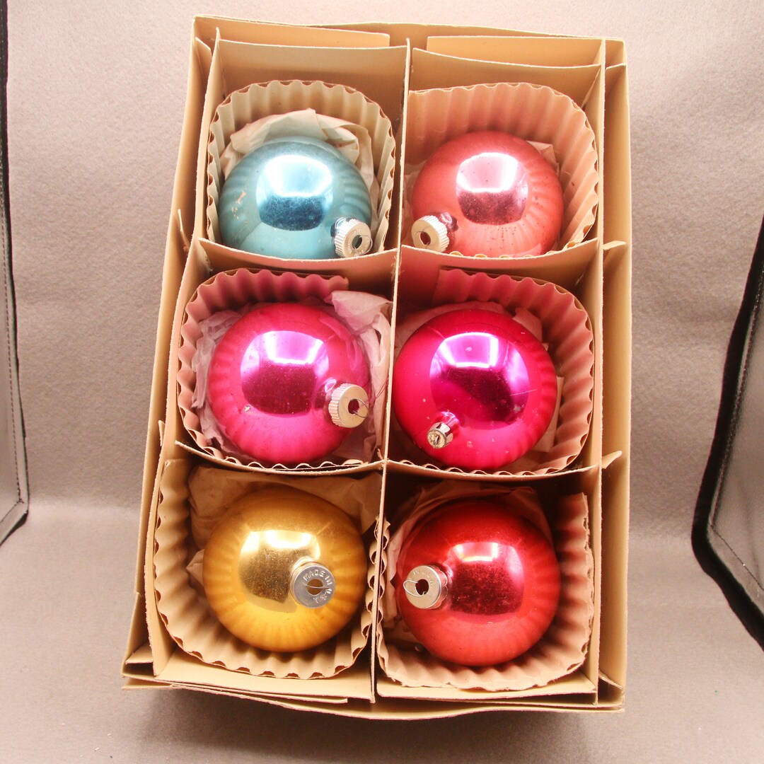 6 Vintage Shiny Brite Jumbo Extra Large Round Christmas - Etsy