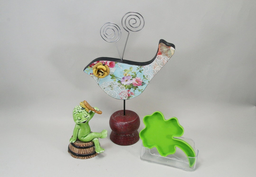 Vintage Floral Bird Photo Note Holder, Tupperware Shamrock Cookie ...