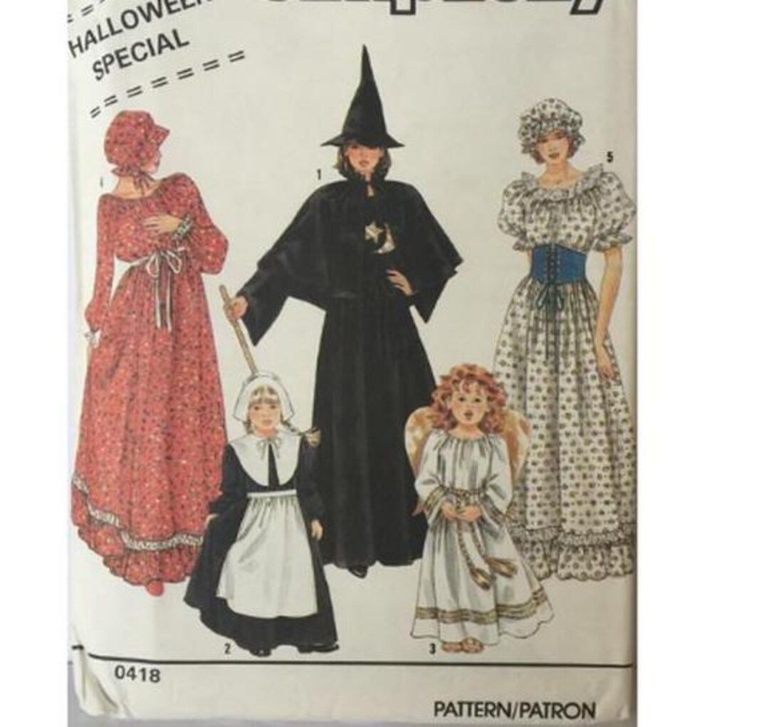 DIY Girls 2 -12 Halloween Witch Angel Pilgrim Puritan Pioneer Prairie ...