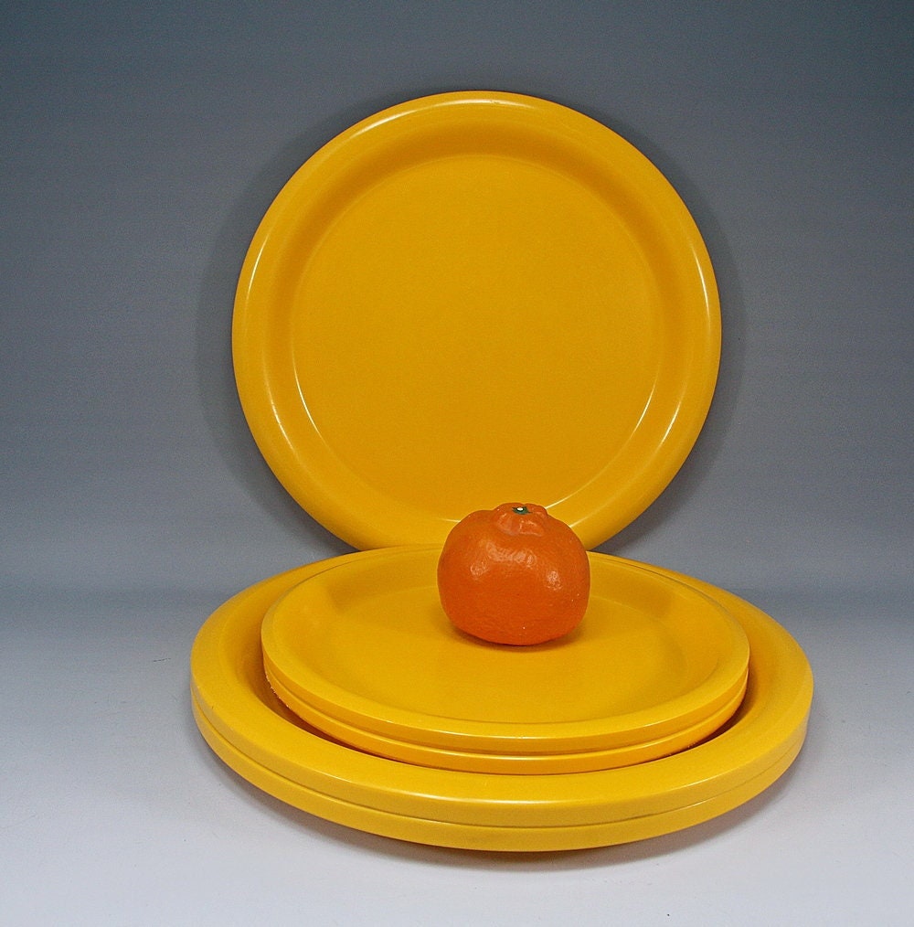Dining & Serving Vintage 4 Dinner Plates Ingrid Chicago Retro Melamine ...
