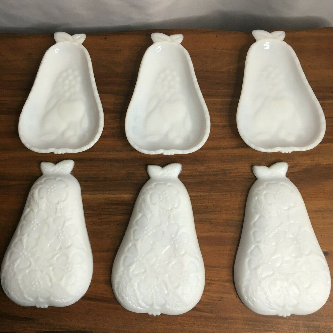 7 Vintage Hazel Atlas Pear White Milk Glass Fruit Relish Bowl Dish - Etsy