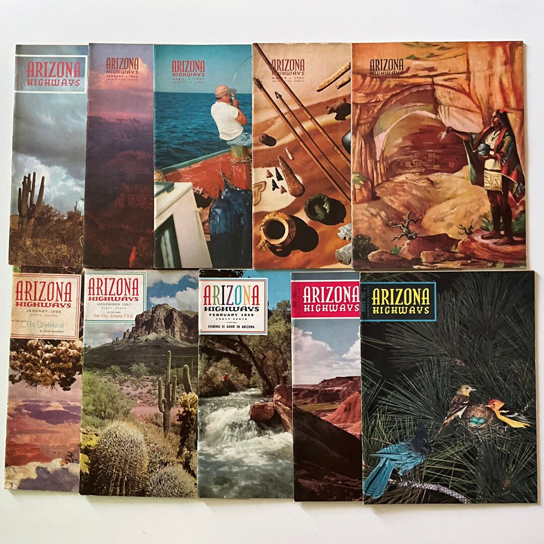 Arizona Highways Magazines 50s 60s Lot of 10 Vintage Travel Mags Nature ...