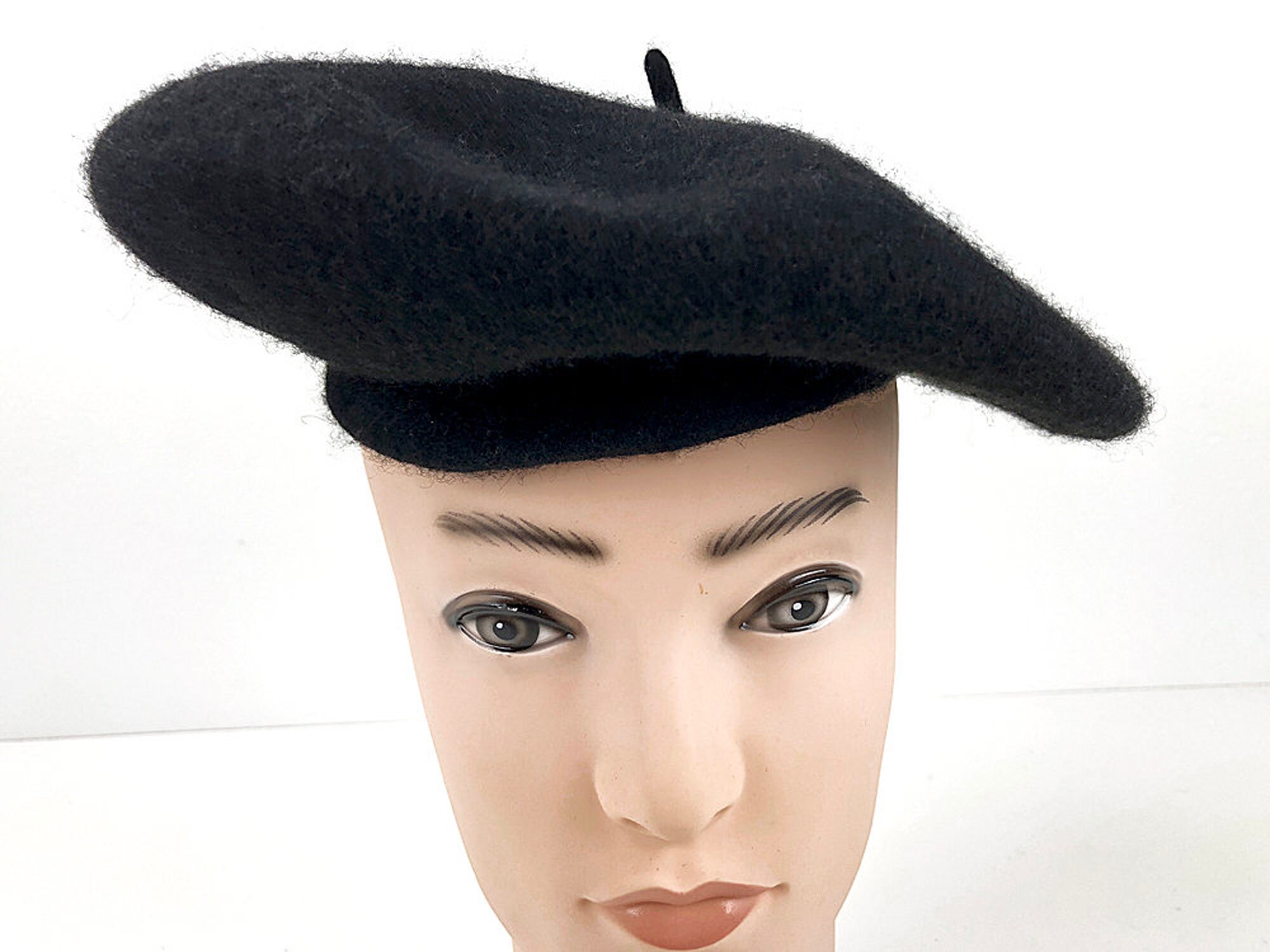 Parisian Beret Cap French Beret Unisex Size XS Black Wool | Etsy