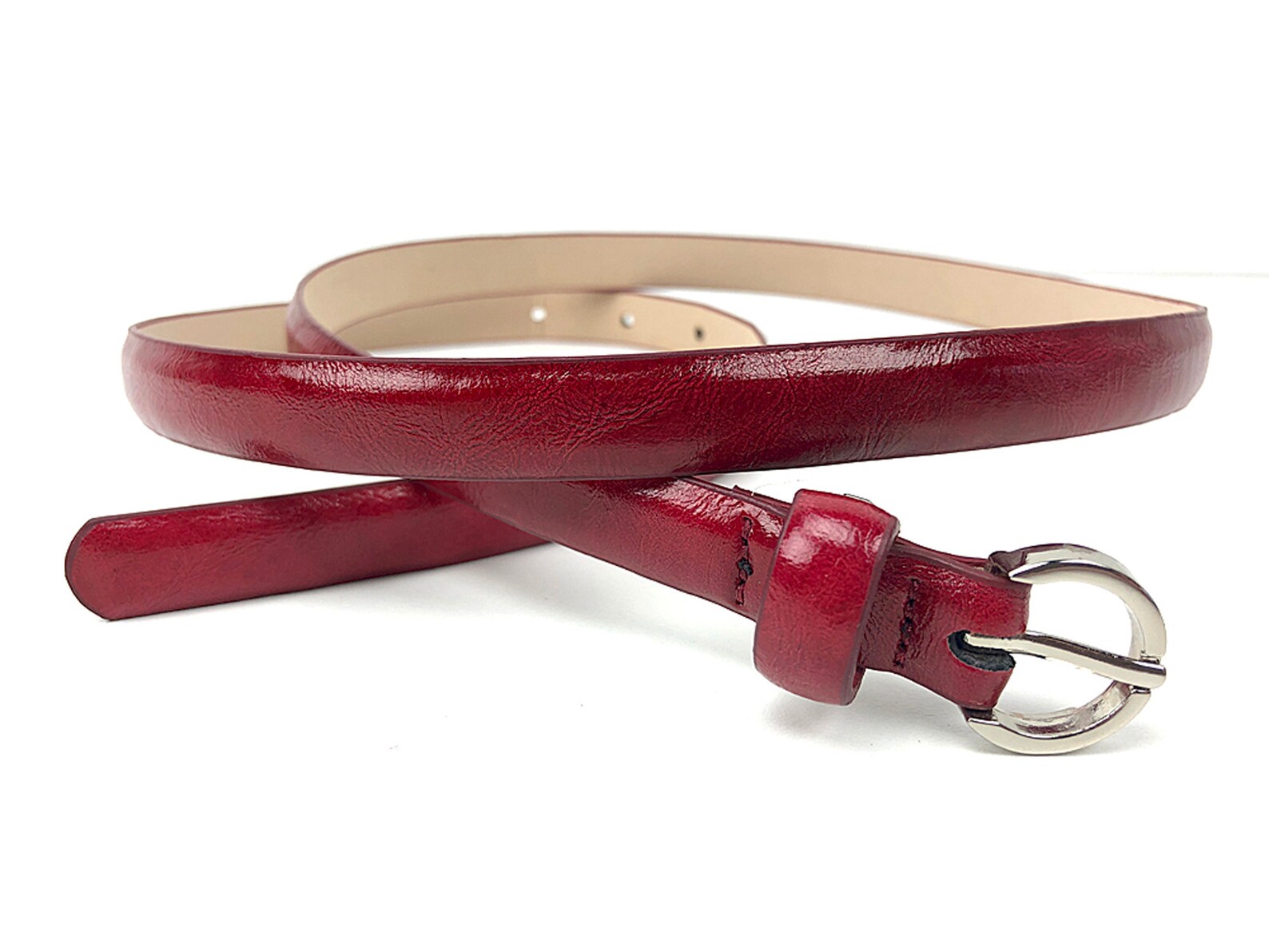 Ruby Red Skinny Belt Smooth Boho Dress Belt Belt Size 34 Red | Etsy