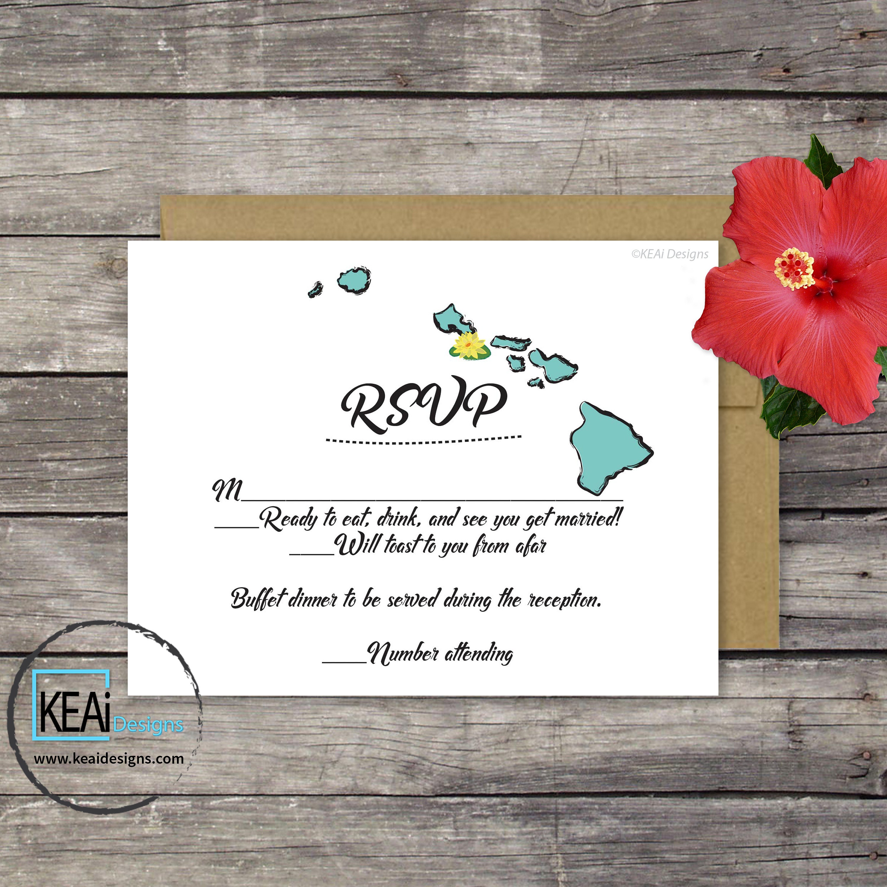Hawaii Wedding RSVP // RSVP Card // Hawaii Wedding RSVP Card ...