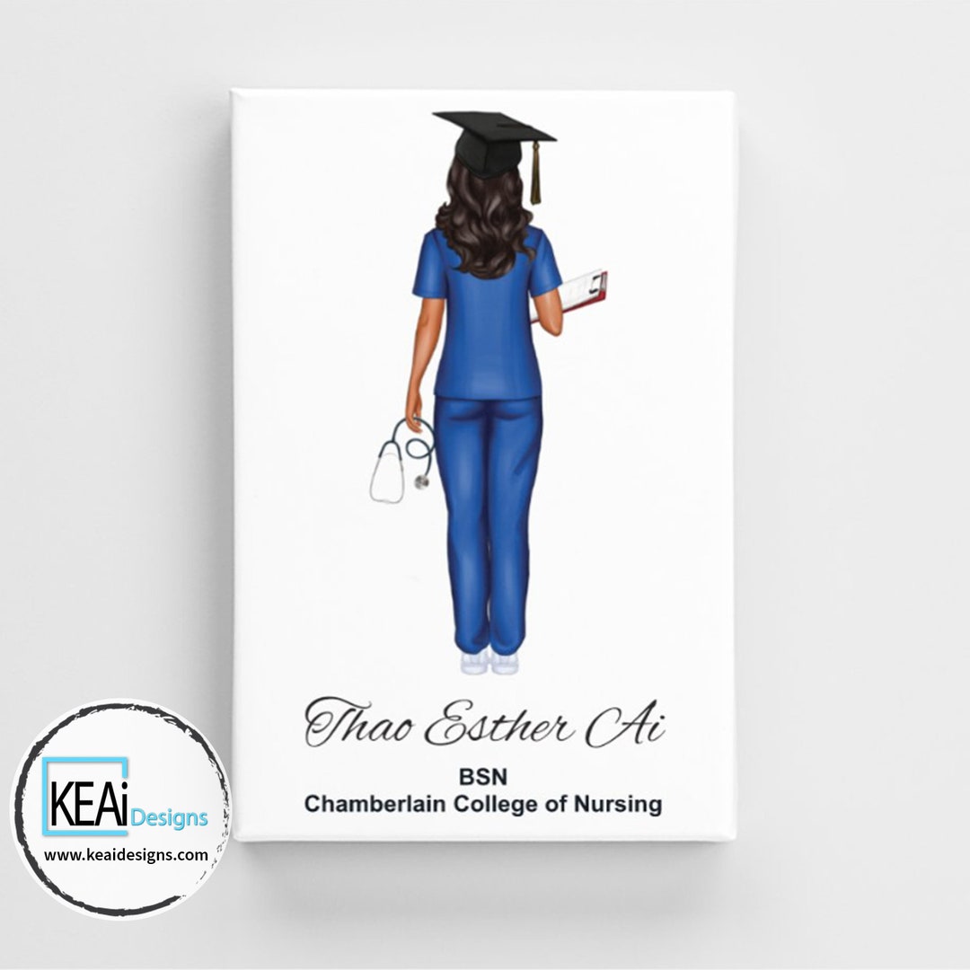 Graduation Nurse Doctor Art Print on Canvas // Personalized RN BSN ...
