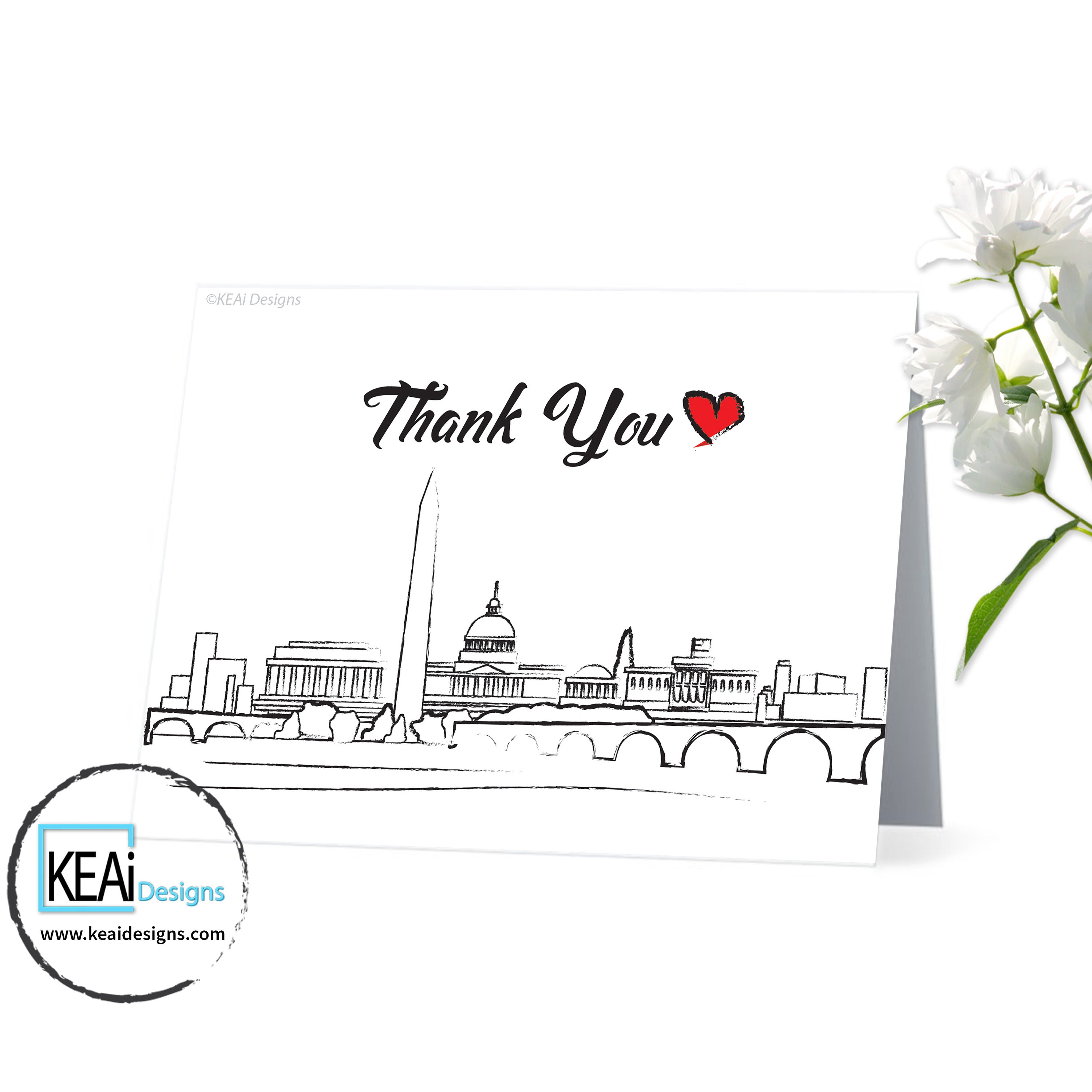 Washington D.C. Thank You Card // City Skylinethank You Card // Thank ...
