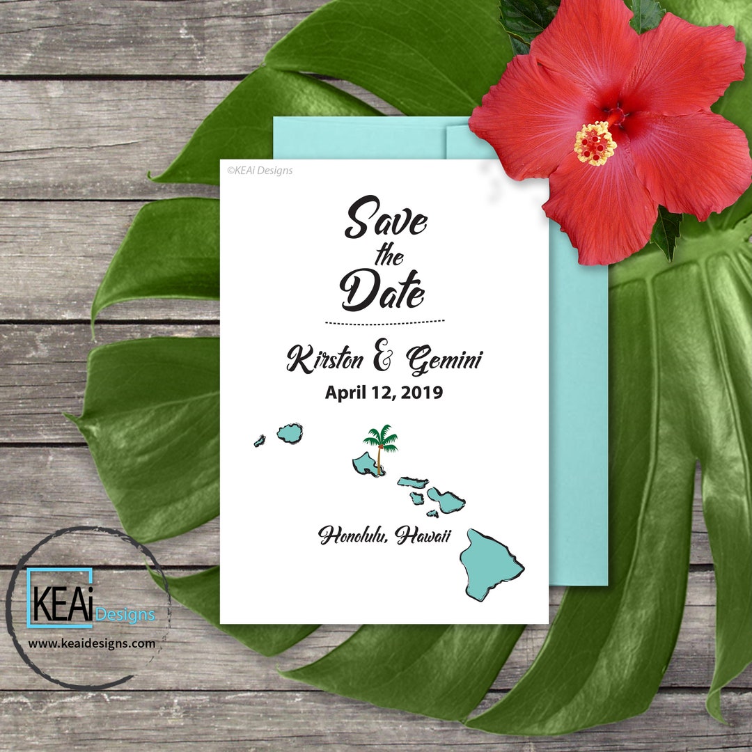 Hawaii Wedding Save the Date // Hawaii Destination Wedding // US State ...