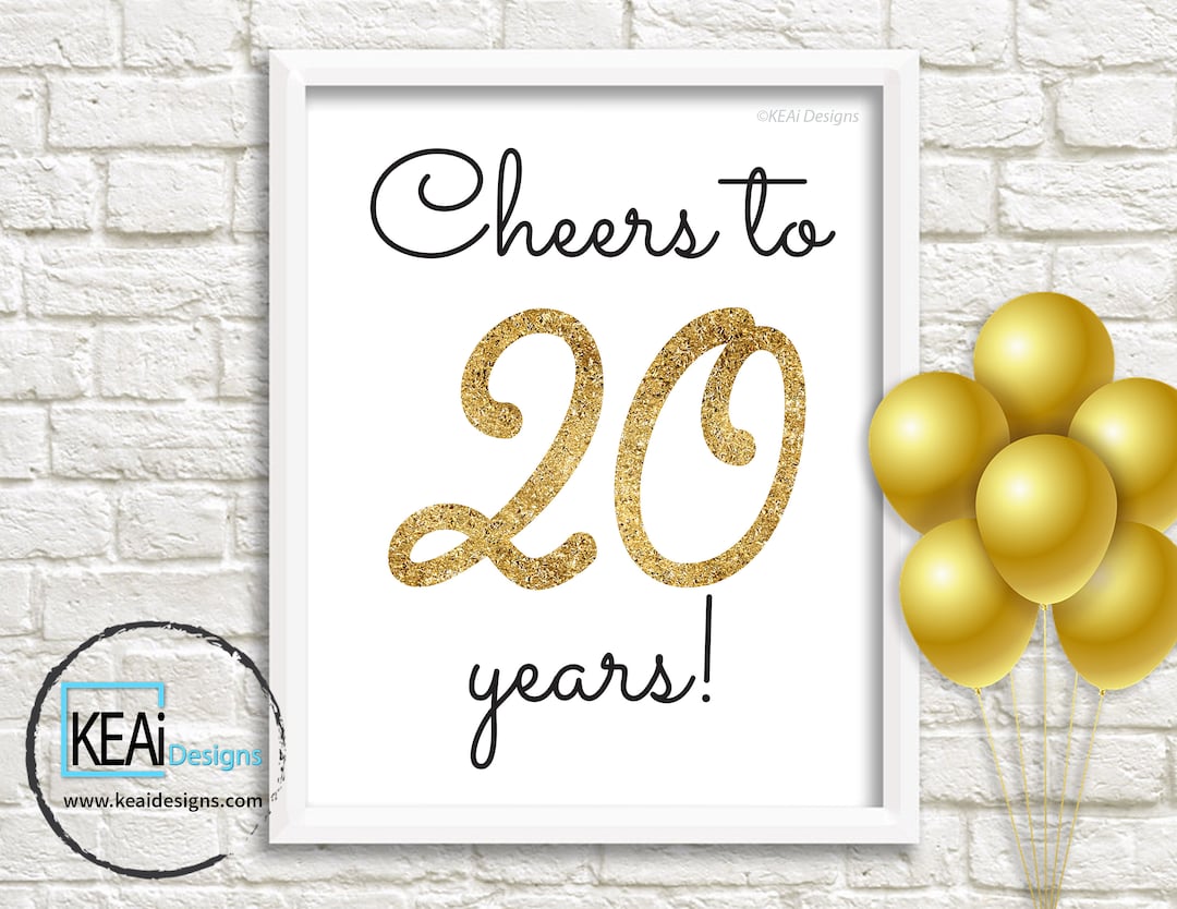 Cheers to 20 Years // 20th Birthday Decoration 20th Birthday Sign ...