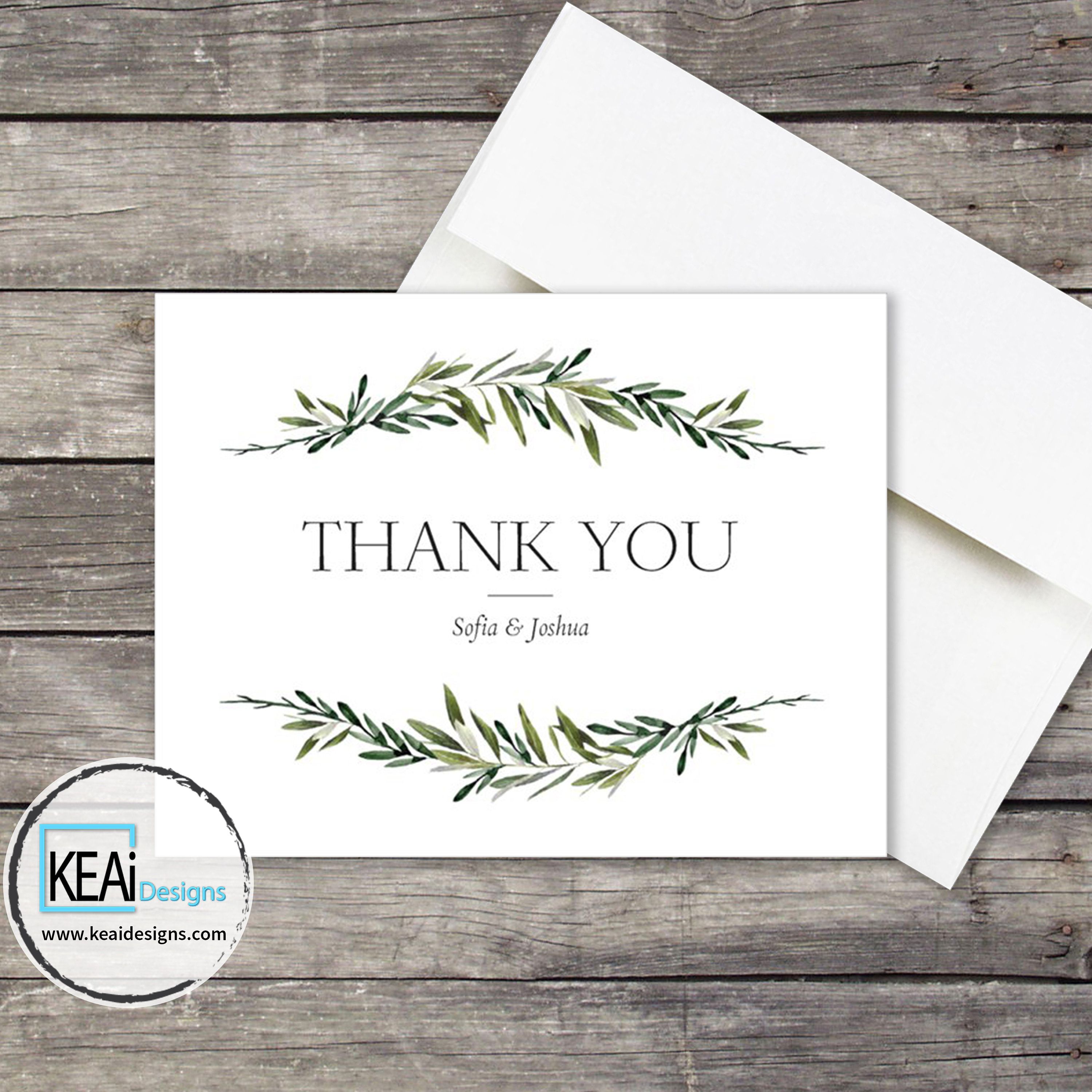 Olive Leaves Thank You Card // Olive Leaves Thank You Card // Thank You ...