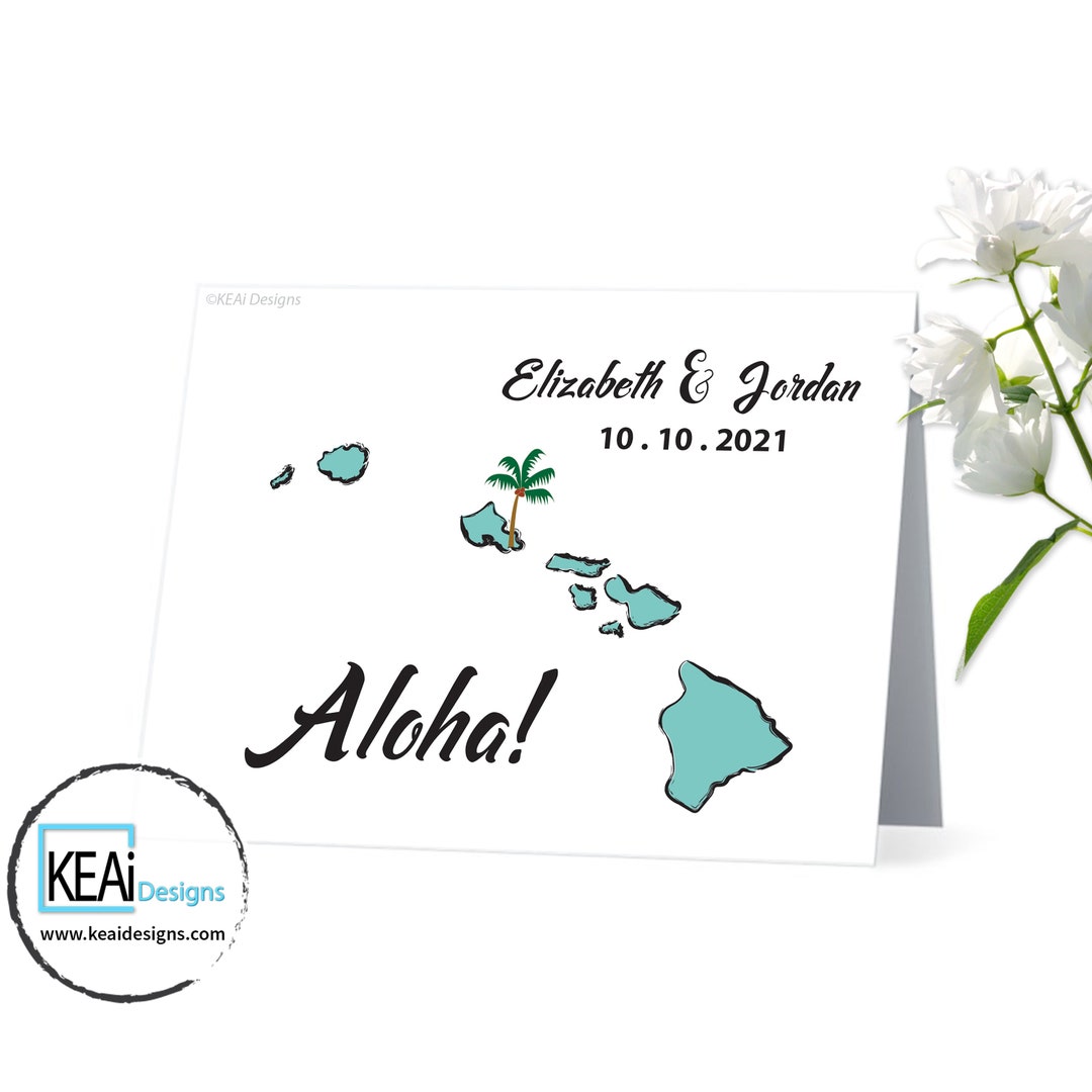 Hawaii Map Aloha Card // Aloha Card // Hawaii Map Welcome Card ...