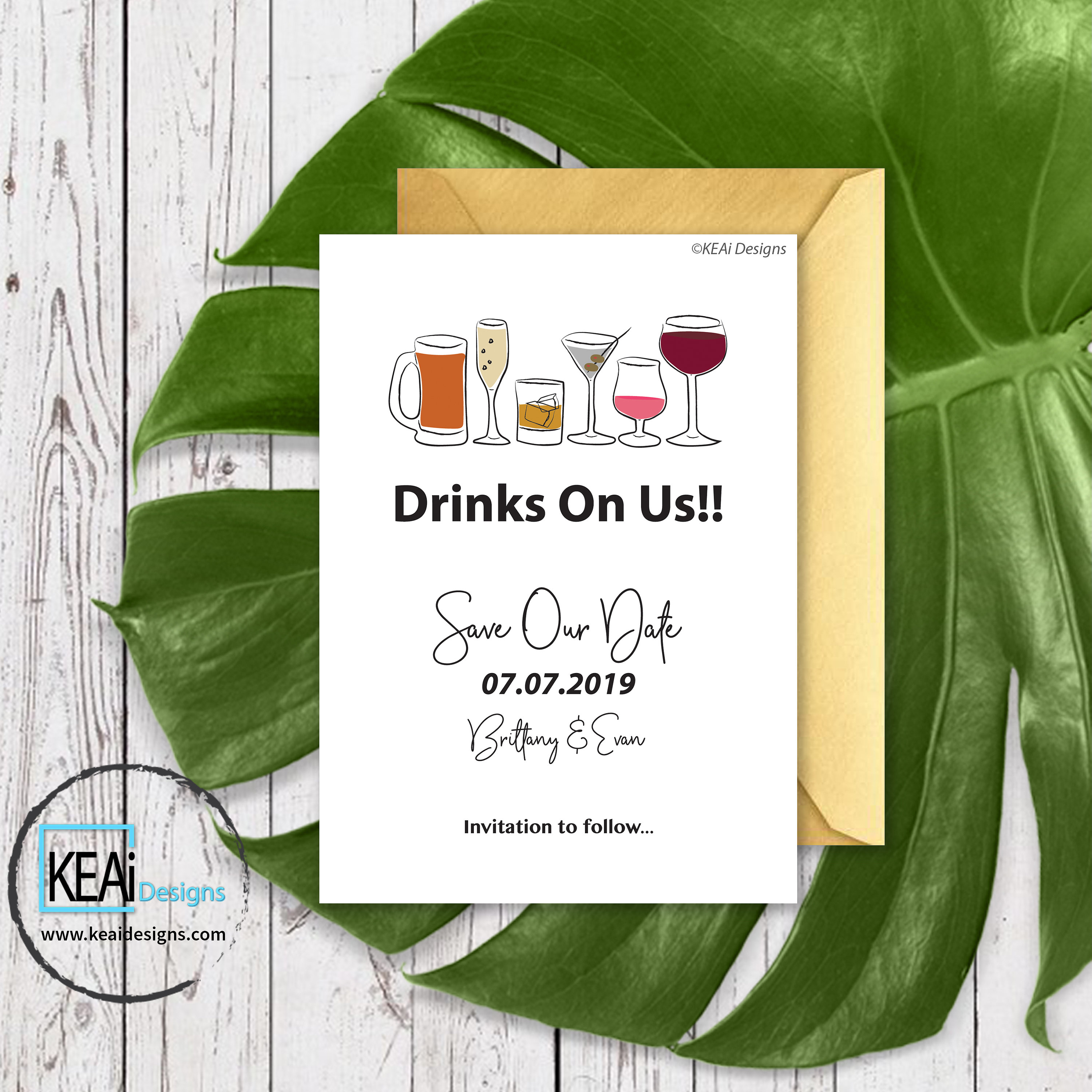 Alcohol Invite // Drinks on Us Wedding Save the Date // Funny Wedding ...