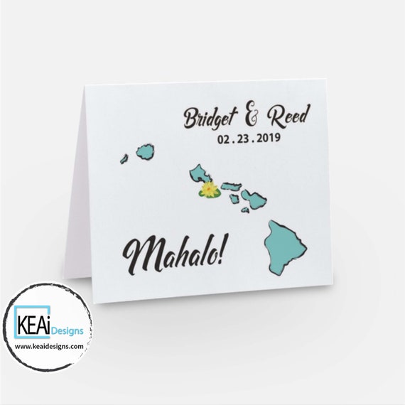 Hawaii Map Aloha Card // Aloha Card // Hawaii Map Welcome Card | Etsy
