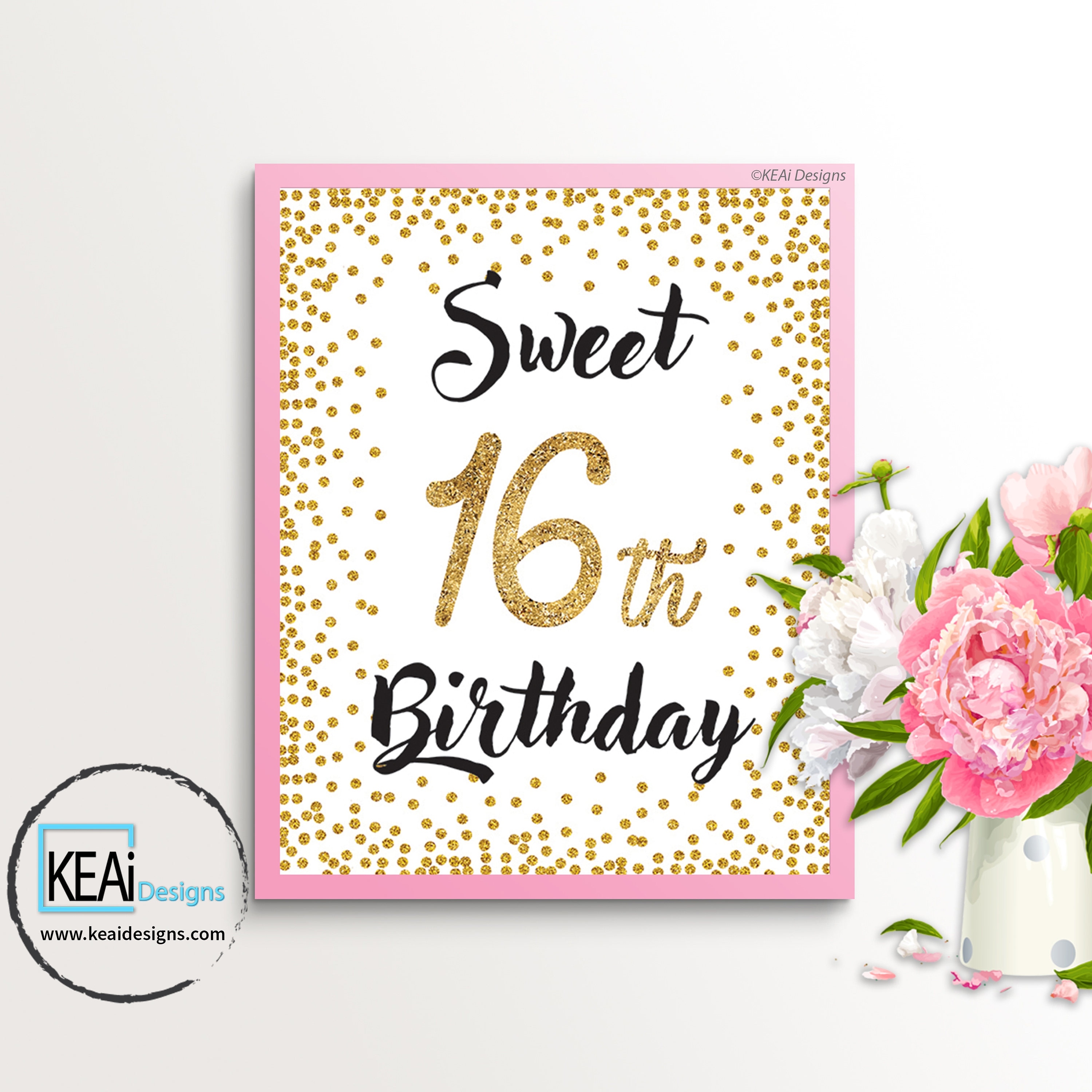 Sweet 16th Birthday // 16th Birthday Party Sign // 16th - Etsy