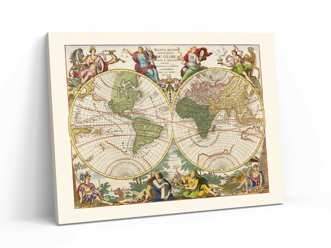 Vintage World Map 3 Antique World Map Vintage Wall Atlas Historical Art ...