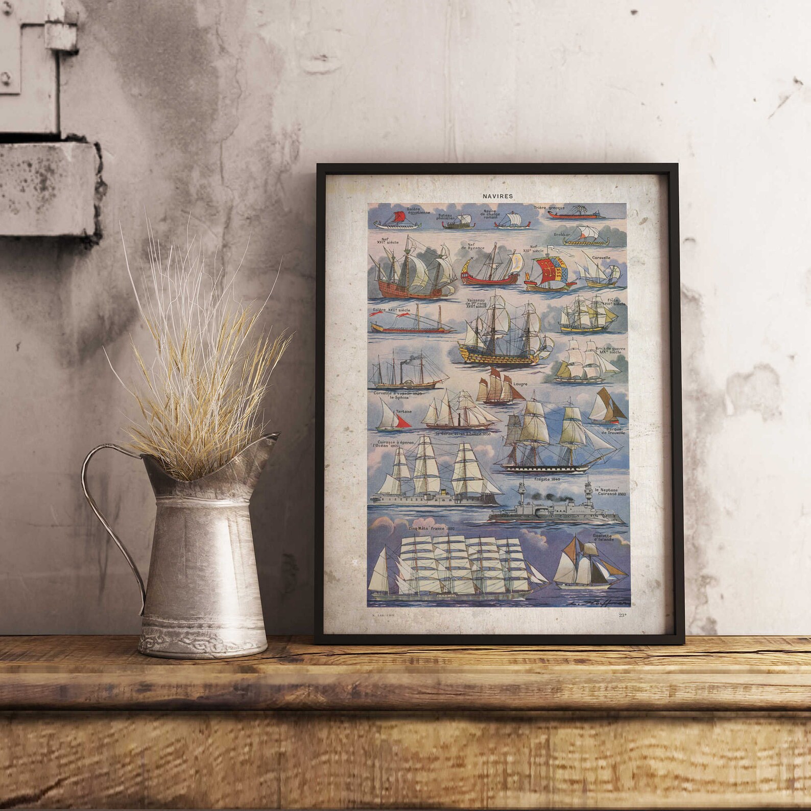 Nautical Sailing Ships Vintage Print 2 Ships Poster Ship - Etsy