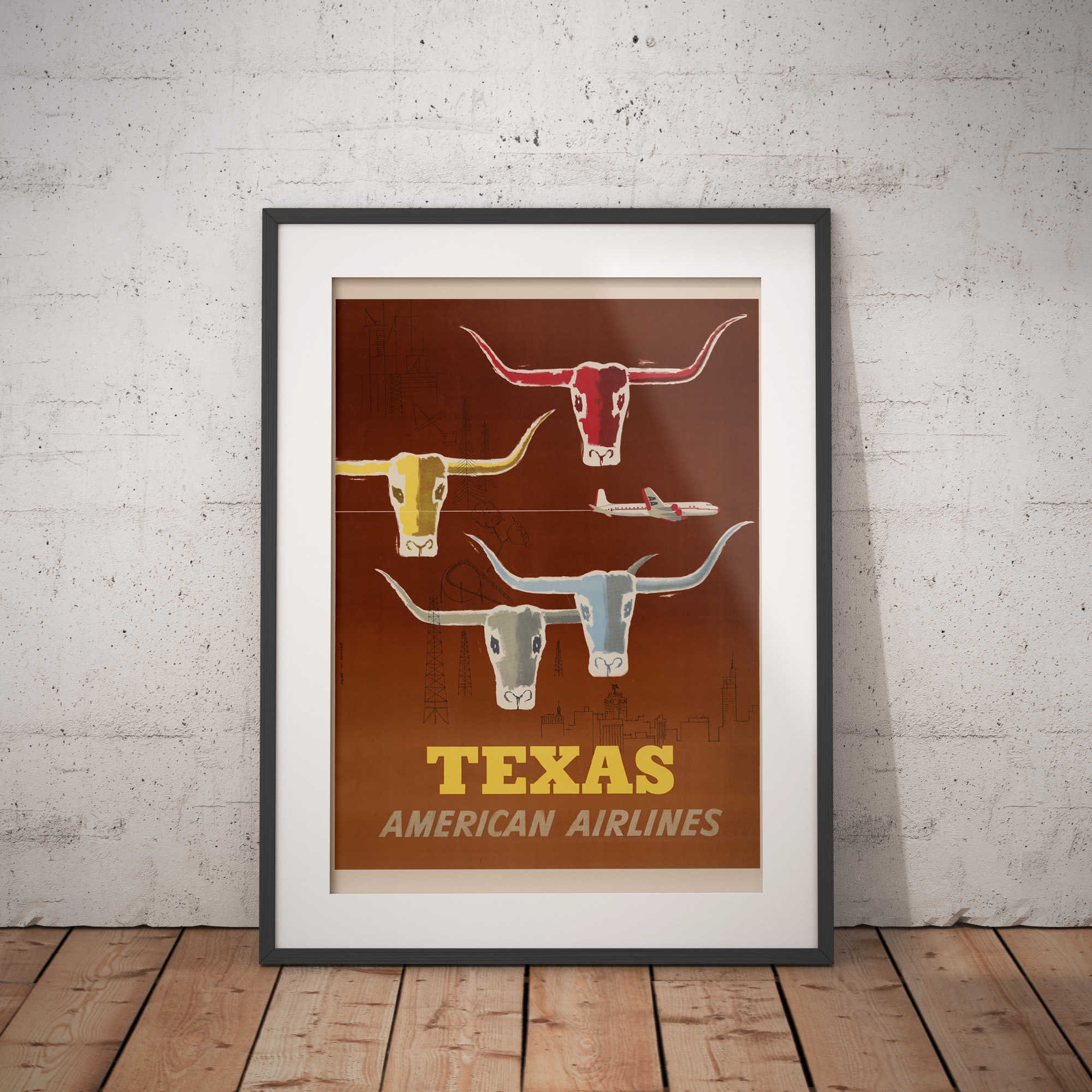 Vintage Texas Travel Poster Texas Longhorns Vintage Texas | Etsy