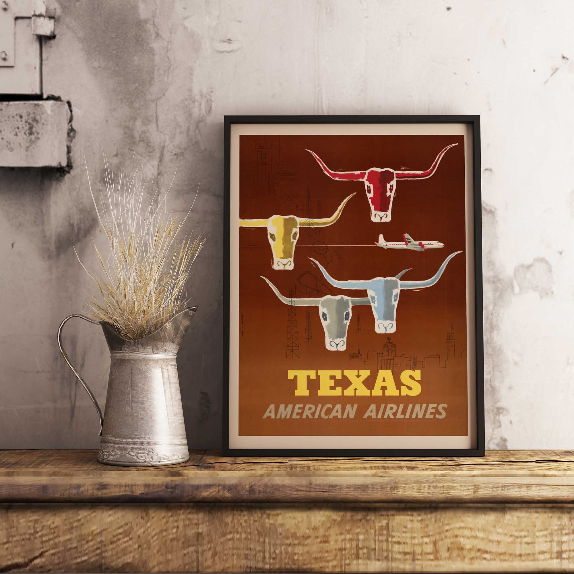 Vintage Texas Travel Poster Texas Longhorns Vintage Texas | Etsy
