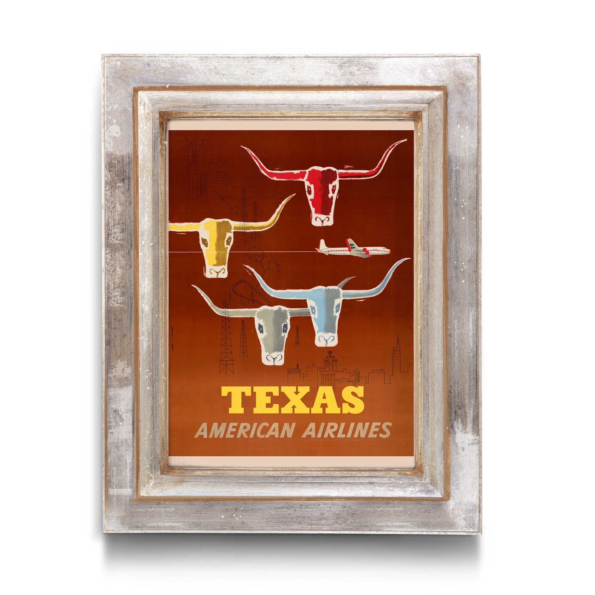 Vintage Texas Travel Poster Texas Longhorns Vintage Texas - Etsy