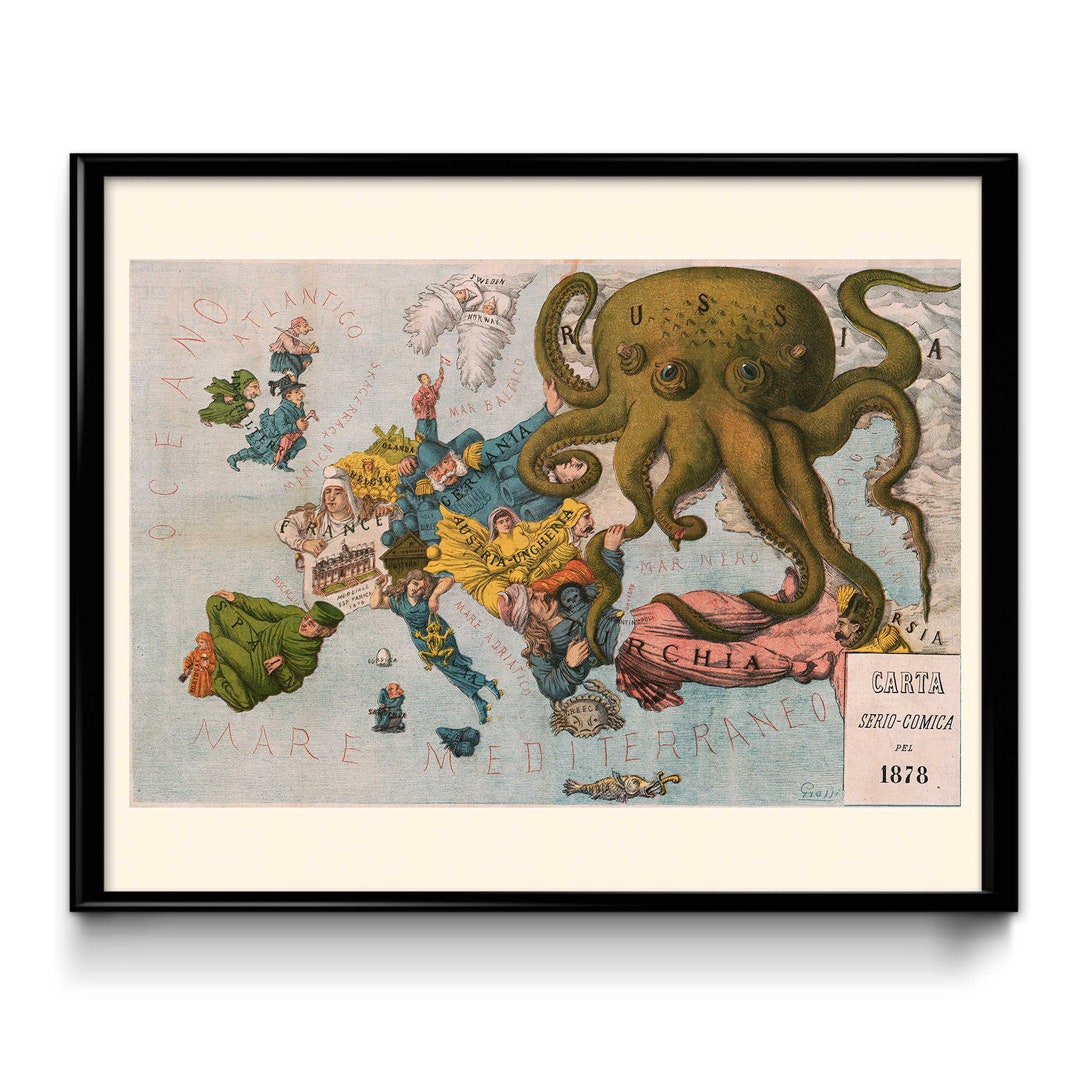 Animal Map of Europe European Map Humor Satire Map Historical Art ...