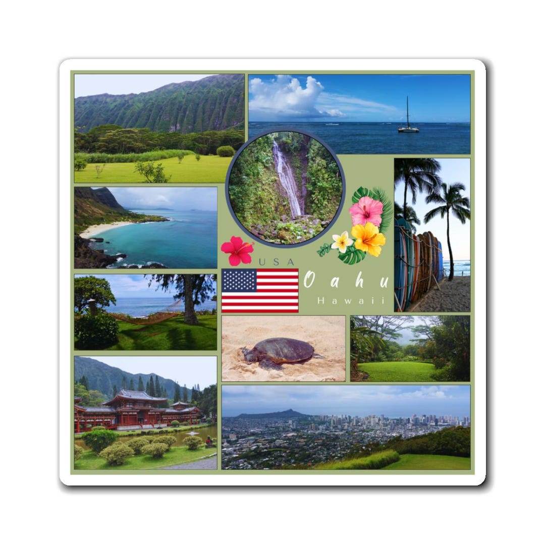 Oahu, Hawaii Scenic Fridge Magnet, Colorful Oahu Souvenir, Travel ...