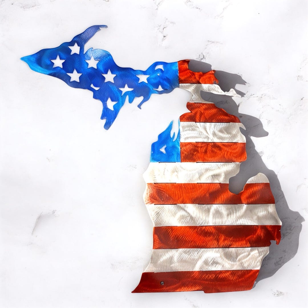 Michigan “state” Outline American Flag - Etsy