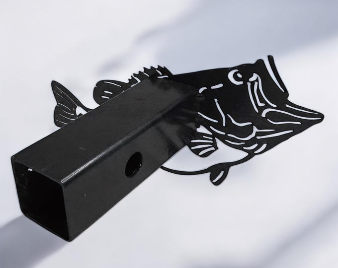 Largemouth Bass Hitch Plug - Metal Fish Art - Truck Hitch Cover - Bass ...
